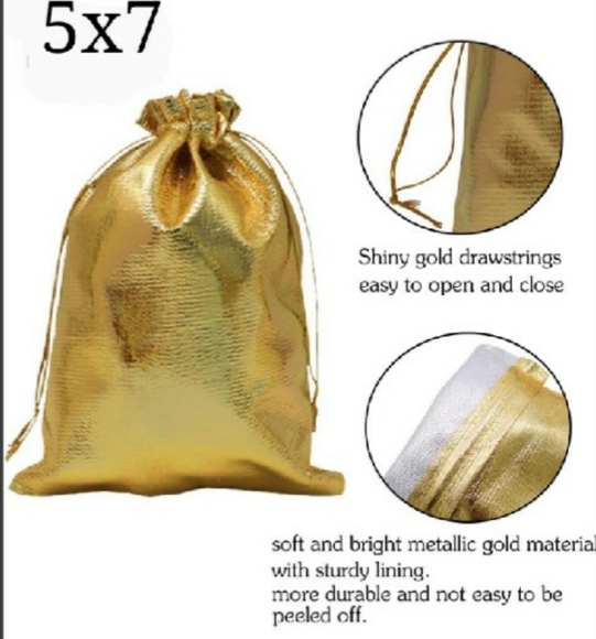 Great Quality | Party Supplies | Gold Gift Bags Drawstring 5x7 Includes ...